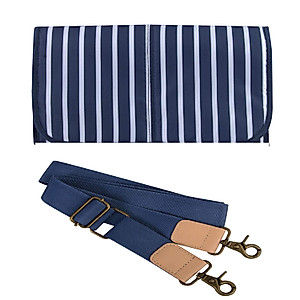 Quilted Diaper Bag Crossbody Tote Purse with Changing Pad & 10 Pockets in Blue