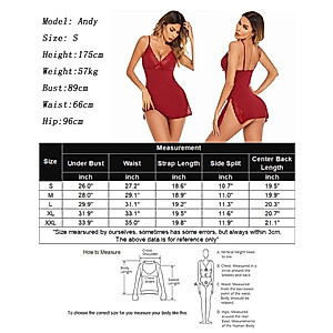 Avidlove Women's Sleepwear Sexy Nightgowns for Women Chemise Lingerie Modal Sleepwear Wine Red M