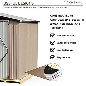 oneinmil Storage Shed 8'x10' Outdoor Garden Storage Shed, Galvanized Steel Metal Garden Shed with Air Vent and Hinged Door Utility Tool Storage House for Garden, Backyard, Patio, Lawn