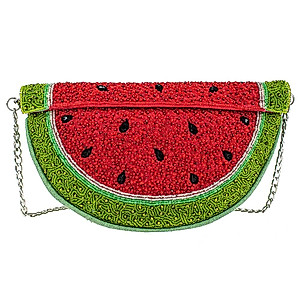 Mary Frances Summer Slice Beaded Watermelon Crossbody Clutch Handbag