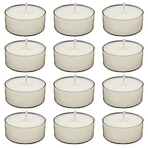 White Tealights Bulk, Small Unscented Tea Light Candles for Home Decor, Table Centerpieces, Birthday Party, Marriage Proposal - Set of 12