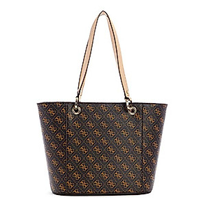 GUESS womens Noelle Small Elite Tote, Brown Logo, One Size US