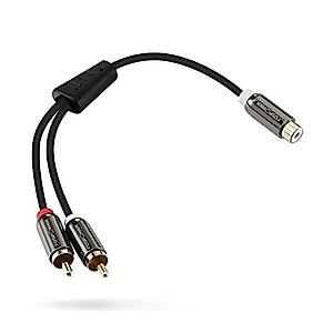 FosPower Y Adapter (8 inch) 2 RCA (Male) to 1 RCA (Female) Stereo Audio Y Adapter Subwoofer Cable (24k Gold Plated) 2 Male to 1 Female Y Splitter Connectors Extension Cord
