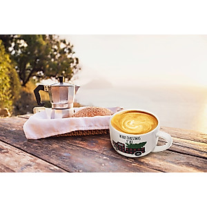 Kovot 24oz Ceramic Christmas Themed Bowl Set with Lid & Handle – Use for Ramen, Soup, Cereal, & as a Coffee Mug – Take Your Food To Go with Airtight Silicone Lid and Steam Vent (4-Pack – Red & White)