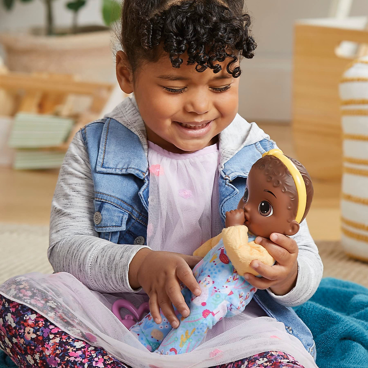 Baby Alive Soft ‘n Cute Doll, Black Hair, 11-Inch First Baby Doll Toy, Washable Soft Doll, Toddlers Kids 18 Months and Up, Teether Accessory