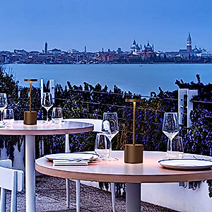 Sikevht 2 Pack Cordless LED Table Lamp, Fast Charge chip，Rechargeable Desk Lamps, 3-Levels Brightness LED Metal USB Table Light for Restaurant/Bedroom/Outdoor/Bar/Coffee Shop (2 Pack Brown)