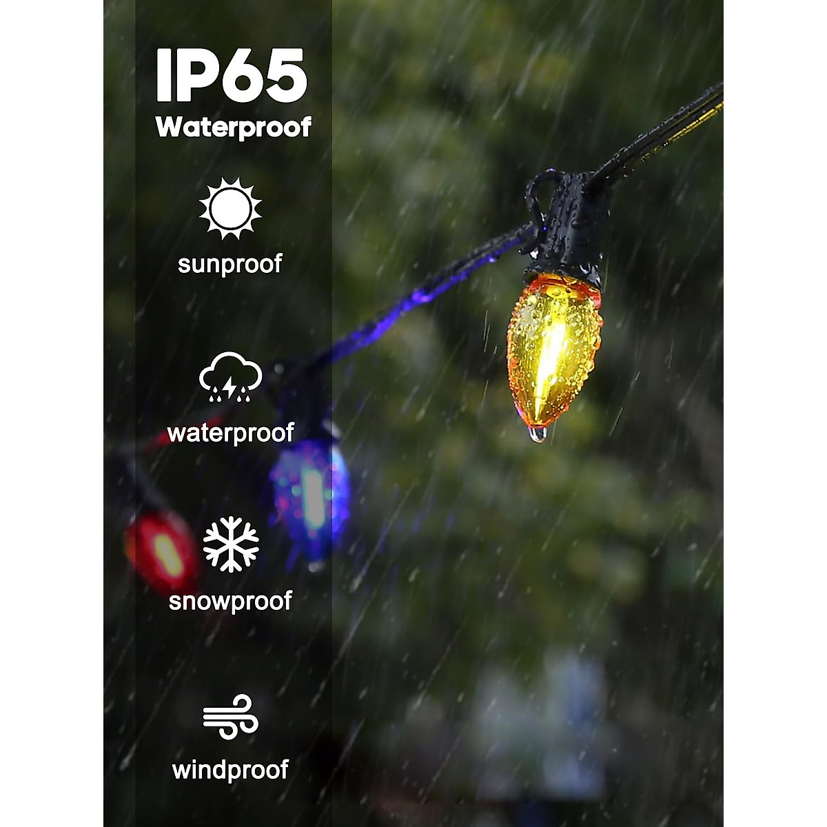 We Charger C7 Colored Light Bulbs, Led Night Light Bulbs Multicolor 25 Pack Outdoor Indoor String Light Replacement, E12 Candelabra Base Bulbs Shatterproof 0.6 Watt