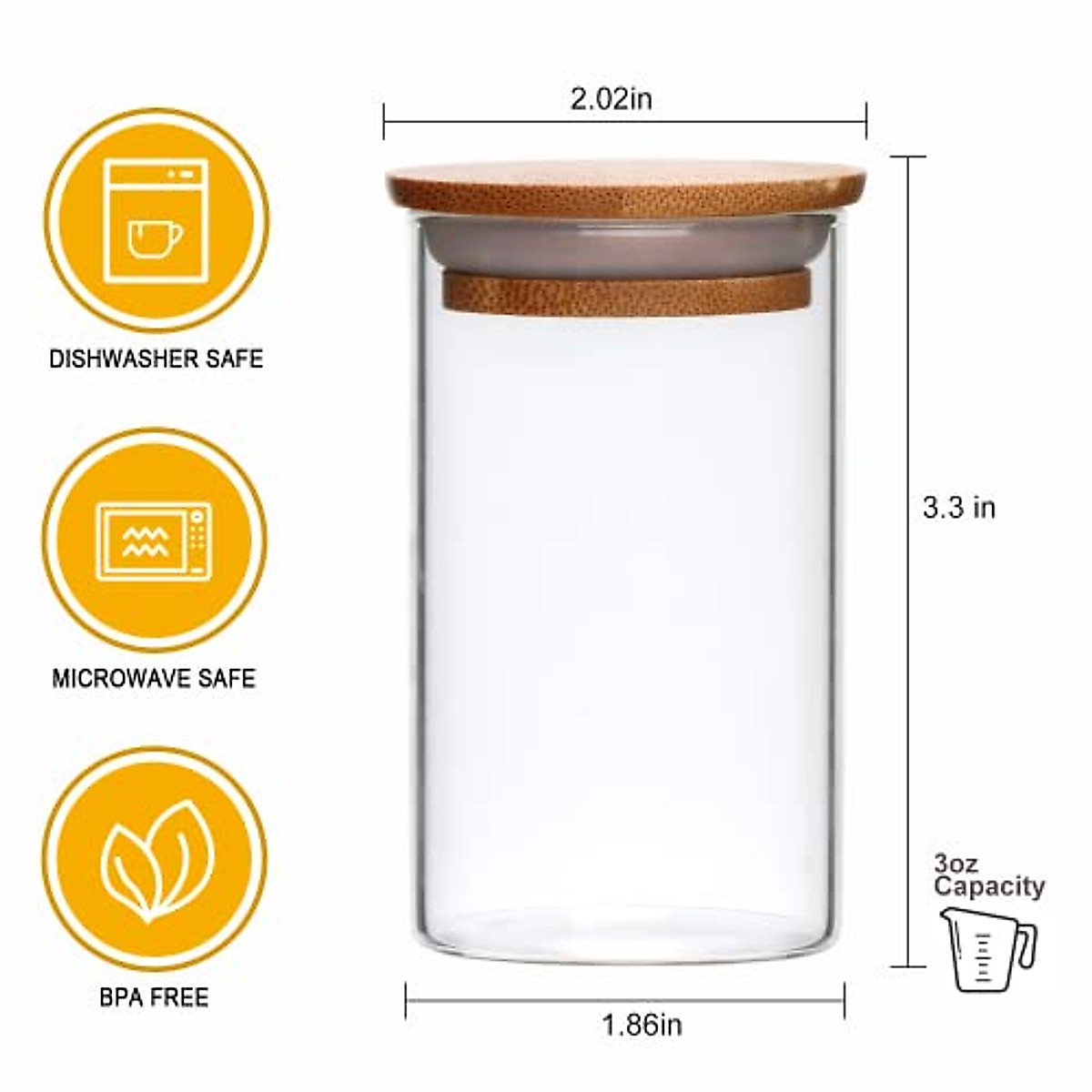 Datttcc 25 Pack Glass Spice Jars with Bamboo Lids-3.3 OZ Spice Jars with Labels and Chalk Marker-Small Food Storage Airtight Canister Sets for Spice Rack, Cabinet, Drawer,Kitchen Pantry Organization