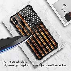 iPhone XR Case, Classic Wood Grain Old Flag iPhone XR Cases for Man Boys Girls Dual Layer Shockproof Rugged Cover Soft TPU + Hard PC Bumper Cool Cover Case for iPhone XR