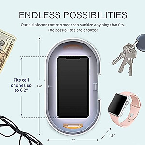 UV Phone Sanitizer and Charger by Johns Avenue. Fits Phone, Credit Cards, Keys, Cash. Cell Phone Sanitizer Can be Used in The Car on The Way Home - No Need to Bring Germs Home