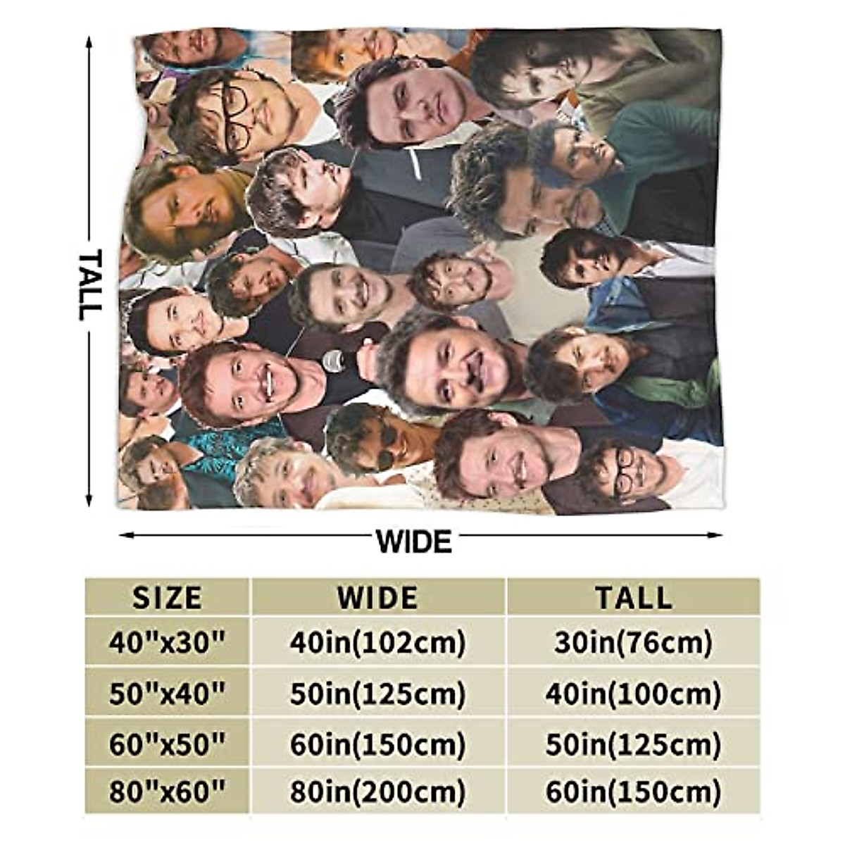 JULES Soft Pedro Pascal Collage Blanket 40'' x 50'' Flannel Fleece Blankets for Home Sofa Bed Room