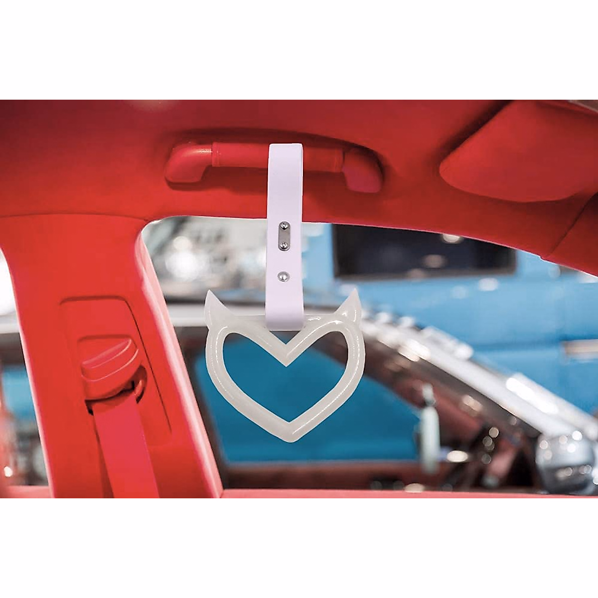 jdm Devil Demon Heart White Glow in the Dark TSURIKAWA Ring Subway Train Bus Handle Strap Charm Drift