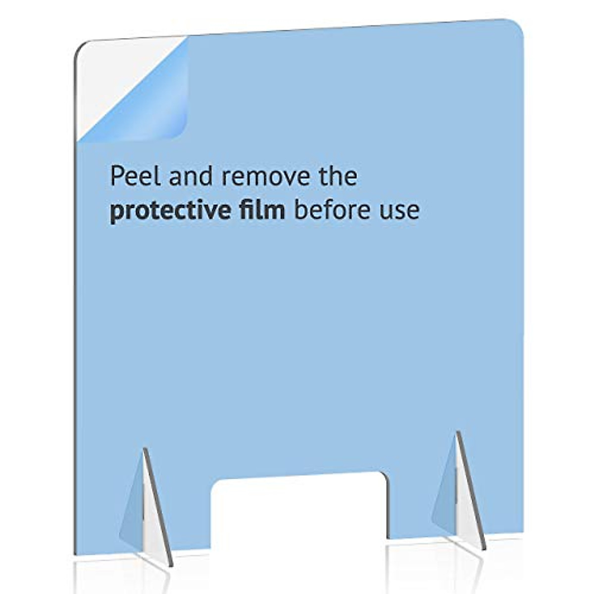 VARWANEO No Opening Sneeze Guard Panel for Counter and Desk, No Cutout Protective Plexiglass Shield, No Hole for Business, Office, School (24" W x 24" H)