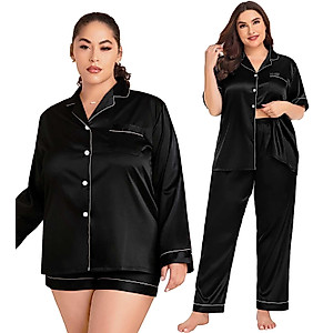 SWOMOG Pajamas Set Women’s Long Sleeve Sleepwear Soft Modal Classic Loungewear Pj Set Black