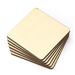 40 Pieces Unfinished Square Blank Wood Pieces 4 x 4 Inches for Coasters, Pyrography, Painting, Writing, Kids Arts and Crafts, STEAM, Decorations, Scrabble Tiles, DIY Crafts