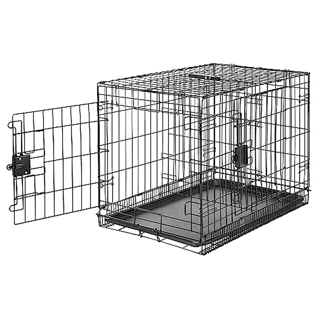 Amazon Basics Durable,Foldable Metal Wire Dog Crate with Tray, Double Door, 30 Inches, Black