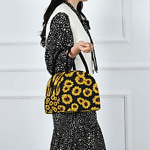 Cute Sunflowers Lunch Bags Women Girls Cute Florals Insulated Lunch Box Lunchbox Cooler Tote Bag Lunch Container Organizer Zipper Meal Prep Lunch Boxes for Teens Kids Adults School Work