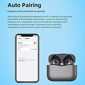 IMIKI T11 Bluetooth 5.3 Earbuds Wireless Headphones with Wireless Charging Case, Built in Mic Headset for Sports, Grey