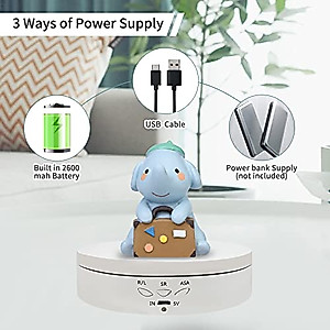 ZLMONDEE 3 in 1 Motorized Turntable Lazy Suan Rotating Display Stand with 5.74/7.08/8.66 inch Replacement Cover,360 Degree for Cake Photography Products and Video Show Load 22lbs (White)