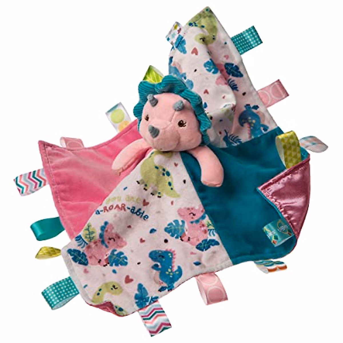 Taggies Stuffed Animal Security Blanket with Tags, 13 x 13-Inches, Aroar-a-Saurus Dinosaur