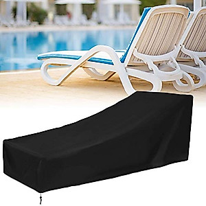 Alomejor Garden Chair Cover Waterproof Anti Rust Chaise Lounge Chair Protective Cover Oxford Fabric Outdoor Furniture Cover with Storage Bag(210D Outer Black&Inner Silver)