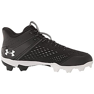 Under Armour Men's Leadoff Mid Rubber Molded Baseball Cleat, (001) Black/Black/White, 13