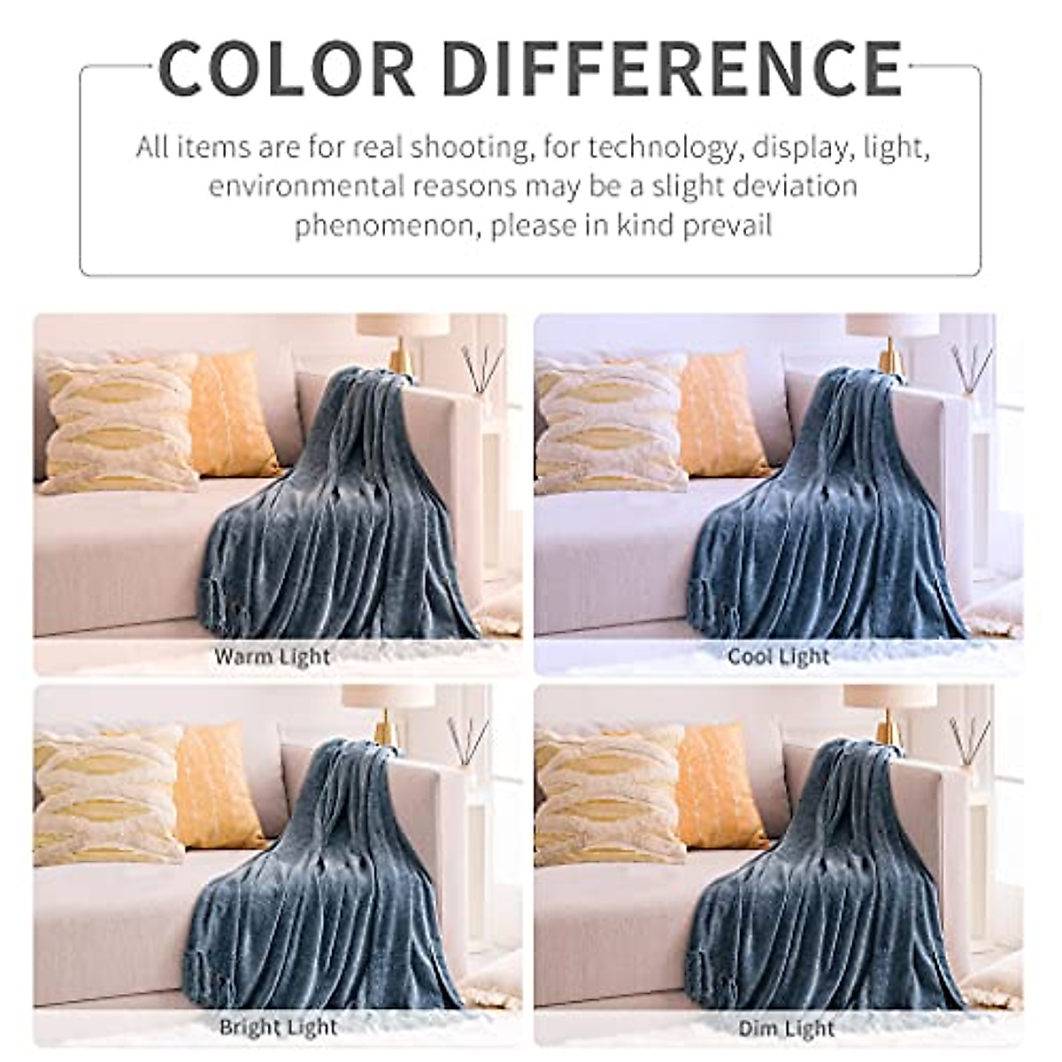 RECYCO Throw Blanket Soft Cozy Chenille Throw Blanket with Fringe Tassel for Couch Sofa Chair Bed Living Room Gift (Dusty Blue, 50'' x 60'')