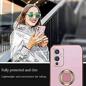 Jancyu Compatible with Oneplus 9Case（Not for Oneplus 9 Pro）, Phone Case for Oneplus 9 with Ring Holder, 360 Degrees Protective Silicone Magnetic Car Holder (Purple)