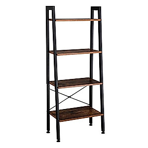 Vasitelan Ladder Shelf Bookshelf, Storage Rack, Bookcase with Steel Frame, for Living Room, Home Office, Kitchen, Bedroom (4 Tiers)