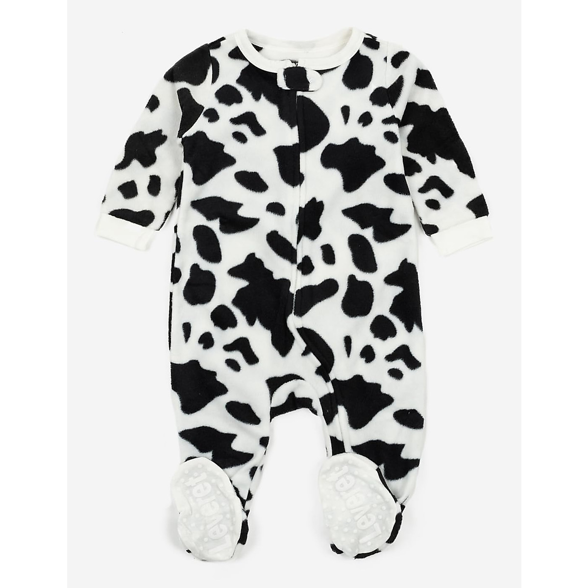 Leveret Boys Girls Kids Footed Fleece Pajama Cow Black 12-18 Month