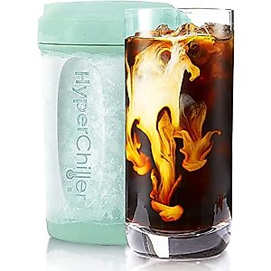HyperChiller HC2M Patented Iced Coffee/Beverage Cooler, NEW, IMPROVED,STRONGER AND MORE DURABLE! Ready in One Minute, Reusable for Iced Tea, Wine, Spirits, Alcohol, Juice, 12.5 Oz, Mint Blue