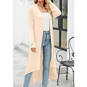 POGTMM Knit Cardigans for Women Lightweight Cover-up Long Sleeve Cardigan Sweaters (Beige, S)