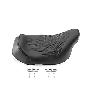 Mofun Solo Driver Seat Compatible with Harley Touring Street Road Electra Glide Road King Bagger Dresser, Black Flame 2008-2023, Double Row