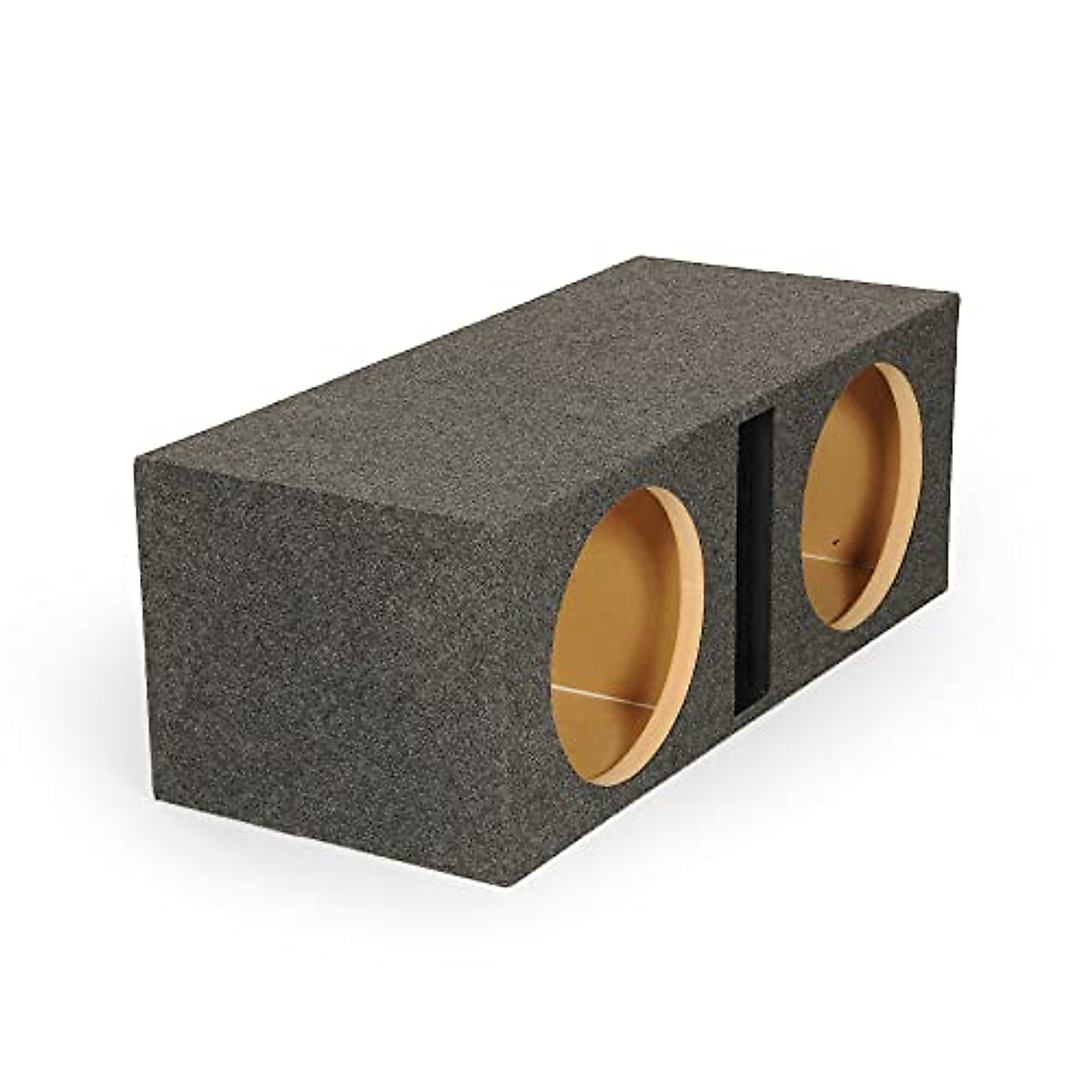 Q Power QBASS Dual 12 Inch Heavy Duty MDF Material Car Audio Subwoofer Enclosure Boxes with Shared Slot Port Vent and Dual Chamber Design, Charcoal