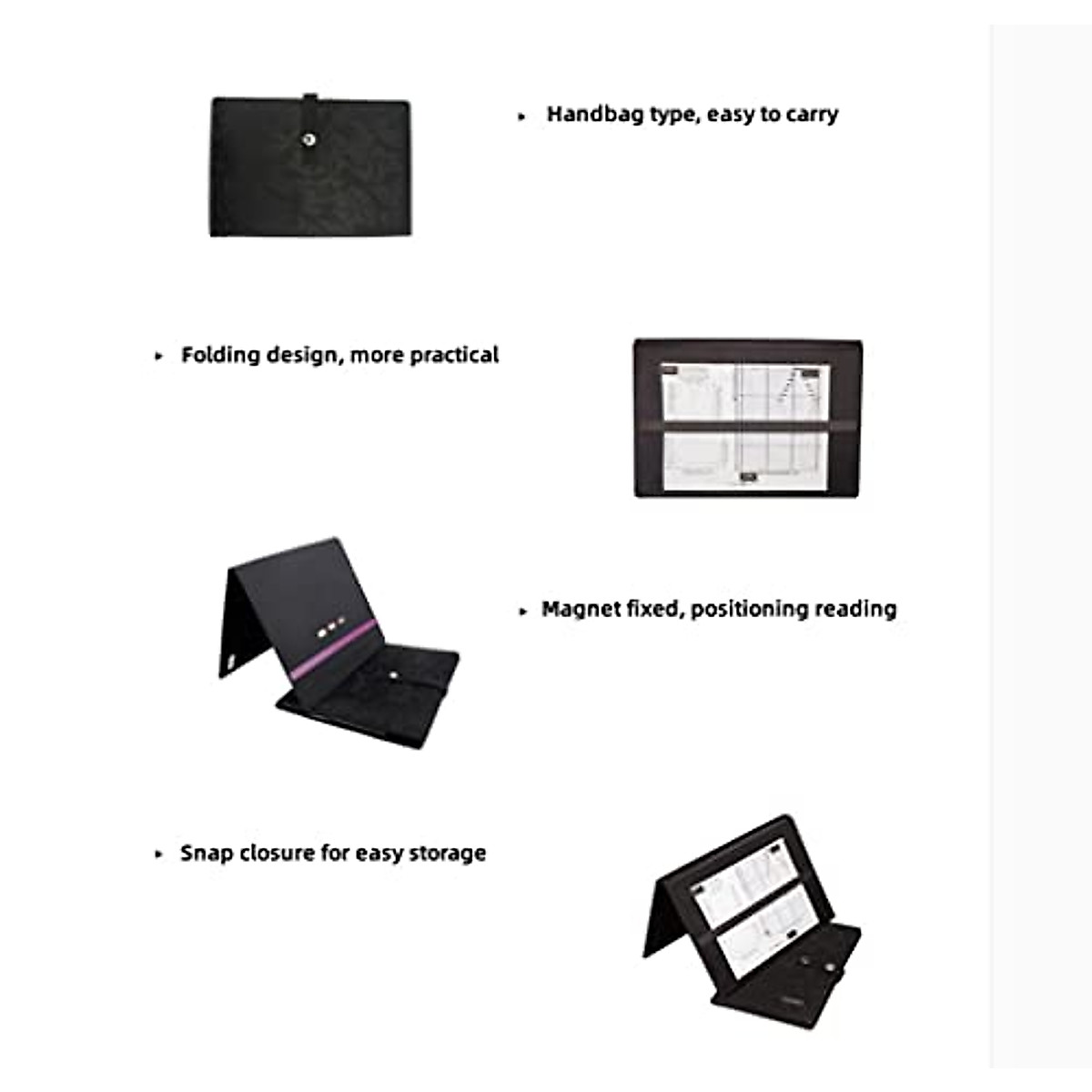 Yarn Ave Knitting Pattern Holder Fold-Up Style Knitting Chart Keeper Knitting Progress Keeper with 3 Small Magnets, 1 Large Magnet Strip and 1 Pen, Small Size - 7 x 10.5 Inches, Wine