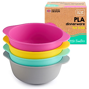GET FRESH Plant-Based PLA Kids Bowls Set – 4-Pack Melamine Free Plant Based Snack Bowls for Kids and Toddlers – Small Biodegradable Plant-Based Childrens Dinnerware Bowls – Reusable PLA Kids Dishes