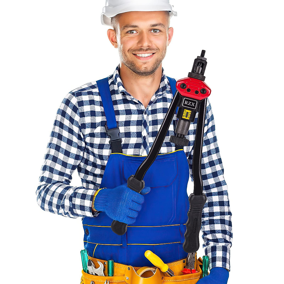 RZX 16" RIVET NUT TOOL Hand Blind Riveter,RIVNUT Riveting Tools with Nut Setting System totally 12mandrels M3 M4 M5,m6,m8,m10 M12, 10-24, 1/4-20, 5/16-18,3/8-16,1/2-13 +115PCS Rivets Nuts