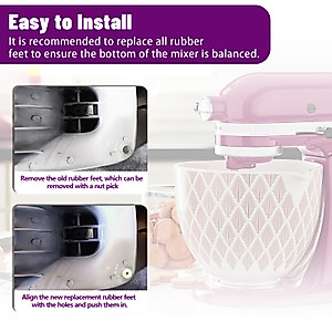 Mixer Rubber Feet Compatible with KitchenAid Stand Mixers Feet, Mixer Feet Pads, Mixer Rubber Feet Replacement Parts 4161530, 9709707, for KSM90, K45SS, KSM75 (5 Pack)