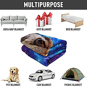 YISUMEI Galaxy Sloth Throw Blanket Cute Sloth Nebula Milky Way Fleece Blanket Soft Warm Cozy for Sofa Couch Bed 60"x80"