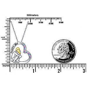 Alphm S925 Sterling Silver Father and Daughter Heart Pendant Necklace Jewelry Gift from Dad Jewelry