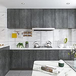 CRE8TIVE 24"x354" Dark Grey Wood Wallpaper Peel and Stick Large Size Self Adhesive Wood Grain Contact Paper Countertops Waterproof Thickened Distressed Wood Vinyl Wrap for Kitchen Cabinets Furniture