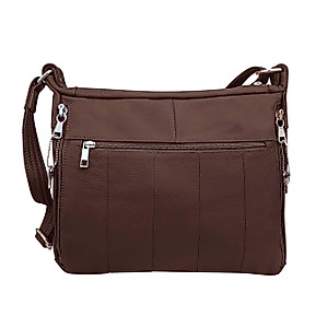 Brown Leather Concealed Carry Handbag Roma 7082