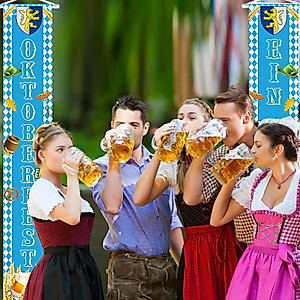 Avezano Oktoberfest Decorations German Bavarian Check Flag Porch Sign Oktoberfest Banner Oktoberfest Festival Welcome Hanging Banner Oktoberfest Party Supplies