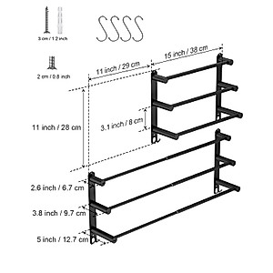 3-Tier Adjustable Ladder Bath Towel Bar 16 to 27.6 Inch,ZUEXT Oil Rubbed Black Stainless Steel Towel Holder, Wall Mounted Stair Towel Rod for Bathroom Kitchen,Strechable Towel Rail Racks w/Hooks