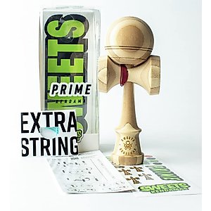 Sweets Kendamas Bamboo Boost Kendama - Natty Engraving, Improves Hand Eye Coordination, Reflex, Perfect for Beginners, Extra String Accessory Quick Start Bundle