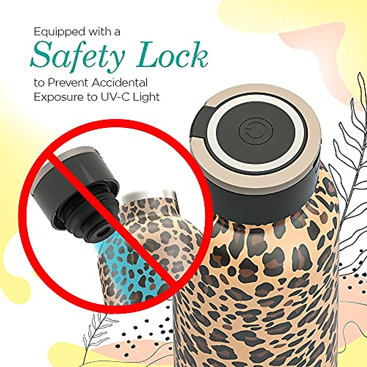 UVBRITE Beam Self-Cleaning UV Water Bottle - 24 Oz Insulated Stainless Steel Bottle - Rechargeable Sterilizing Bottle with Safety Lock Push Button Quick Purification for Safe Drinking Water Anywhere