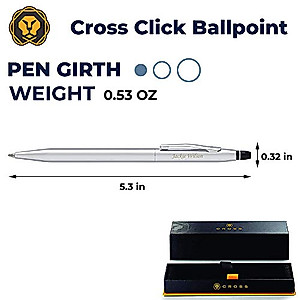 Dayspring Pens Engraved Cross Pen | Personalized Cross Click Ballpoint Pen - Polished Chrome. AT0622-101. Custom Name Engraving Comes in Cross Gift Case.