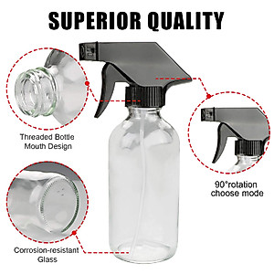 Maredash Clear Spray Bottles, Clear Glass Storage Bottle w/Black Trigger Sprayer & Labels & Lids, Refillable Container for Water, Essential Oils, Cleaning Products, etc (8 oz, 6 Pcs)…