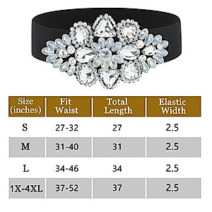 Wriidy Rhinestone Elastic Belt Black Women's Stretch Belt Dress Wide Crystal Flower Belts Waist Jewelry Accessories for Girls