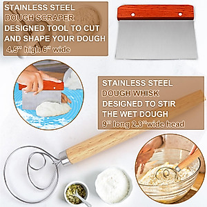 11'' Round & 10'' Oval Banneton Bread Proofing Basket Set, 32Pcs Cane Sourdough Bread Baking Supplies with Bread Lame, Dough Scraper, Linen Liner, Brush Stencil, Bread Making Kit for Christmas